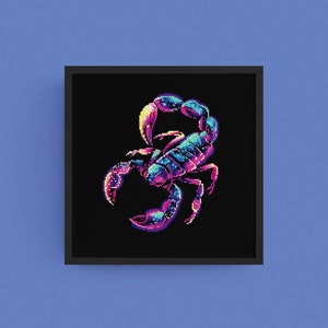 Enchanted Scorpion Cross Stitch Pattern, Zodiac Cross Stitch, Neon ...
