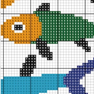 Abstract Fish Cross Stitch Pattern: Sea Embroidery DIY (digital ...