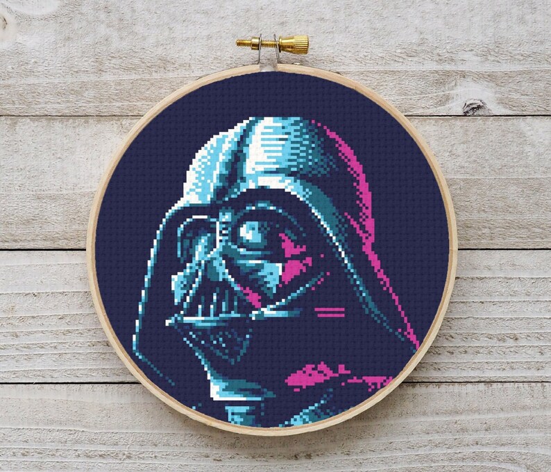 Retrowave Darth Vader Cross Stitch Pattern Star Wars Cross - Etsy