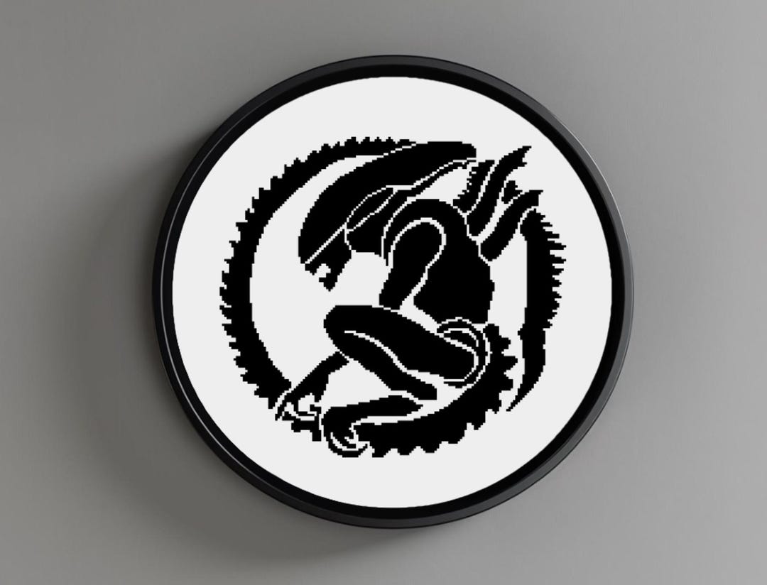 Alien Xenomorph Cross Stitch Pattern, Horror Sci-fi Embroidery DIY ...
