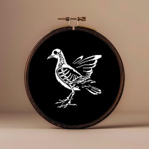 Pigeon Skeleton Cross Stitch Pattern: Gothic Embroidery DIY (digital ...