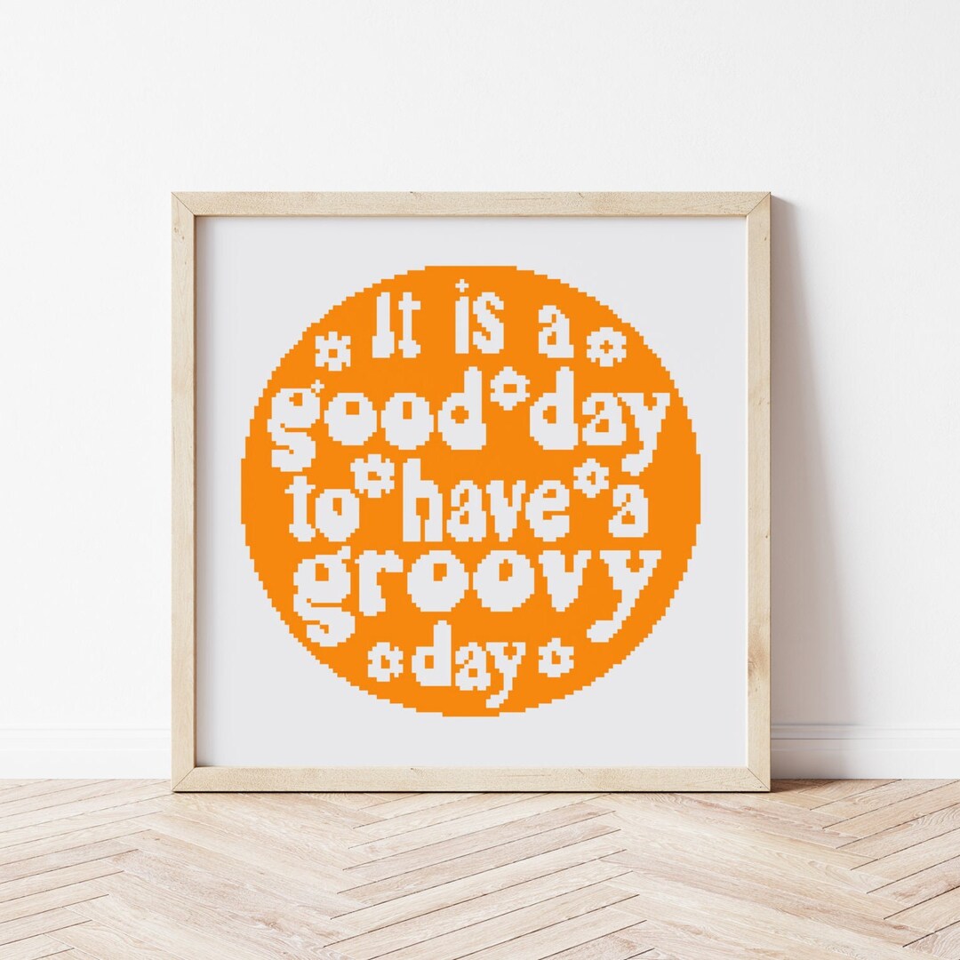 Groovy Cross Stitch Pattern, Happy Cross Stitch Chart, Quote Cross ...