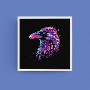 Enchanted Raven Cross Stitch Pattern: Wild Bird Embroidery DIY (digital ...