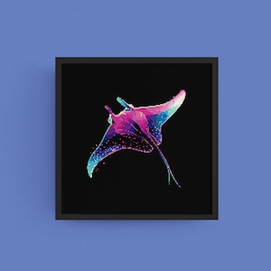 Enchanted Manta Ray Cross Stitch Pattern: Glowing Ocean Embroidery DIY (digital Download PDF) - Etsy