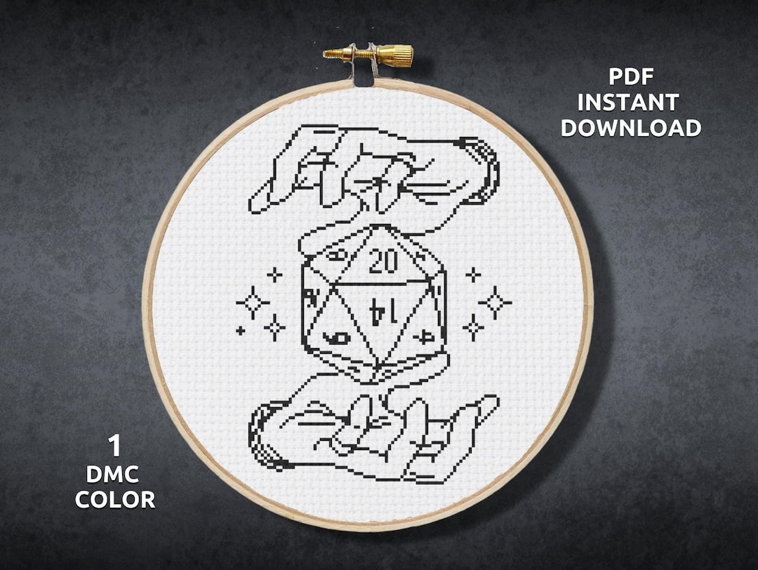 Magic Dnd Dice Cross Stitch Pattern, Dungeons and Dragons Cross Stitch ...