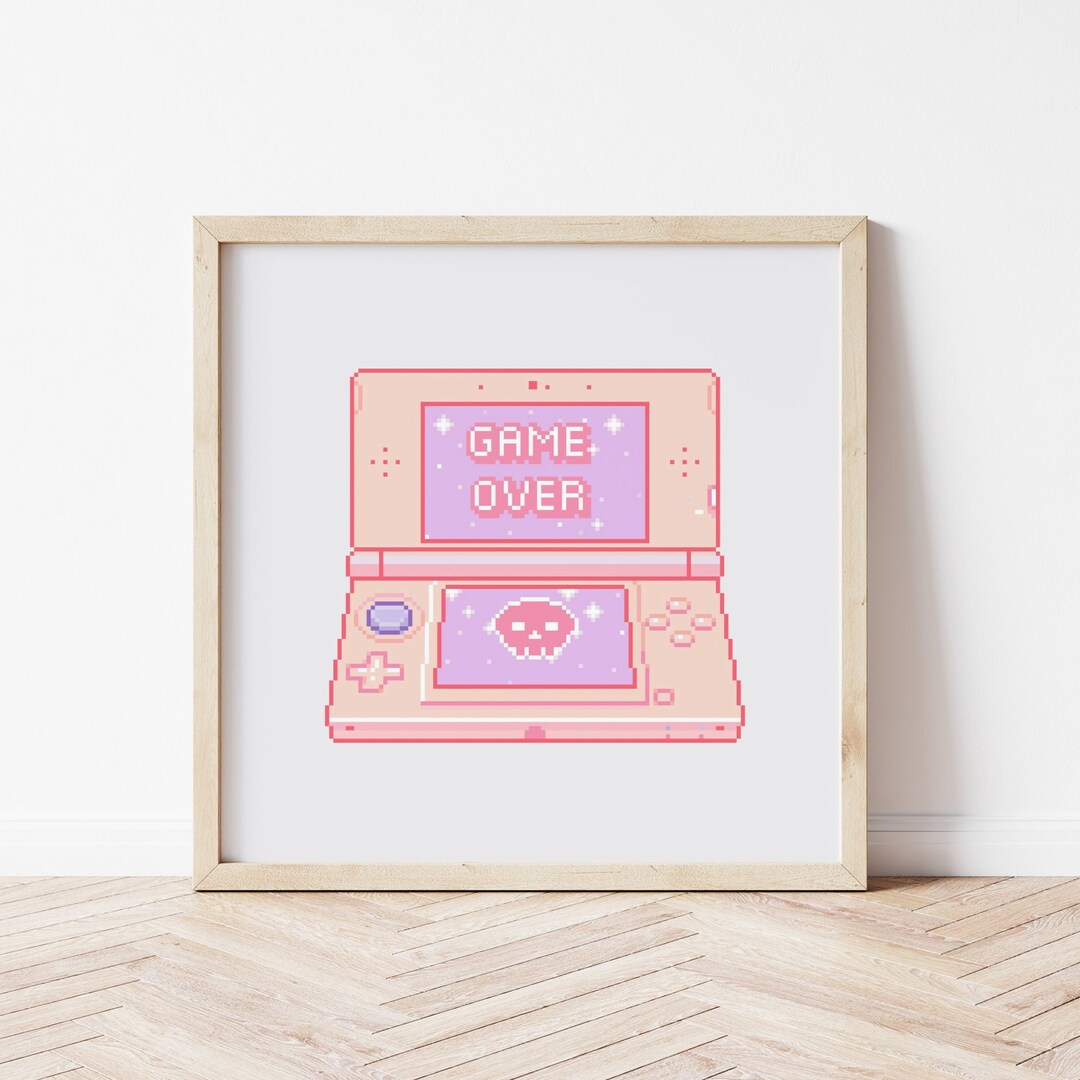 Kawaii Game Over Cross Stitch Pattern, Gamer Cross Stitch, Cute Cross ...