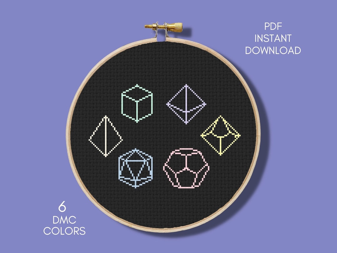 Pastel Dice Cross Stitch Pattern, Dnd D20 Dungeons and Dragons ...