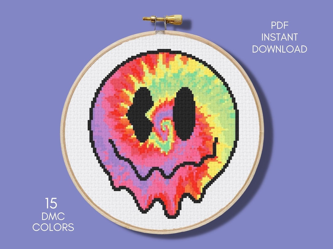 Groovy Cross Stitch Pattern, Funny Cross Stitch Chart, Hippie Cross ...