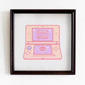 Kawaii Game Over Cross Stitch Pattern, Gamer Cross Stitch, Cute Cross ...