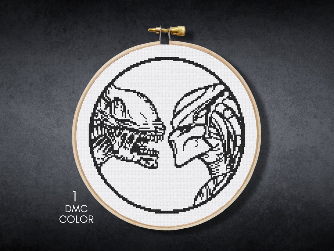 Alien Vs Predator Cross Stitch Pattern: Horror Movie Embroidery DIY ...