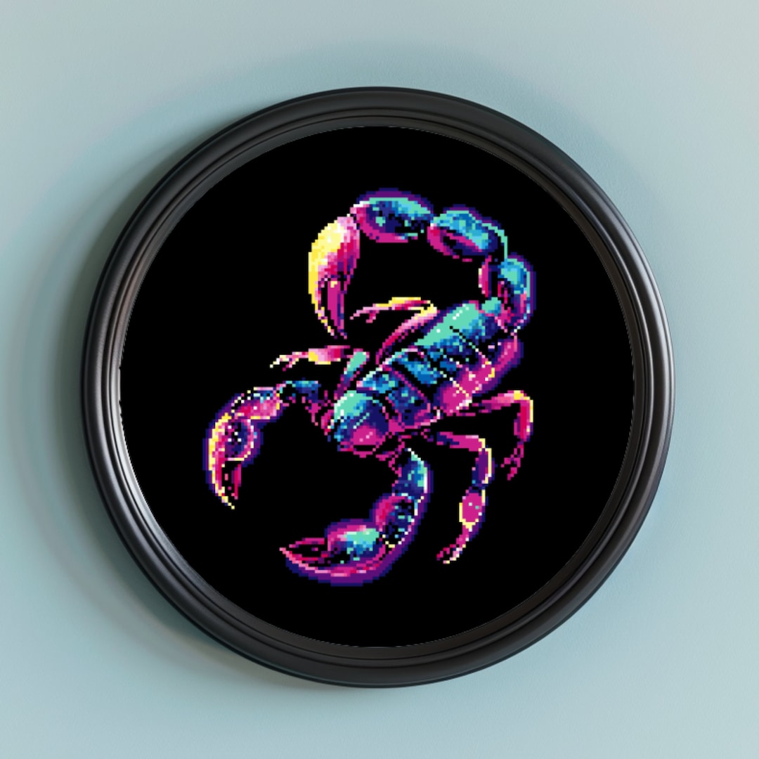 Enchanted Scorpion Cross Stitch Pattern, Zodiac Cross Stitch, Neon ...