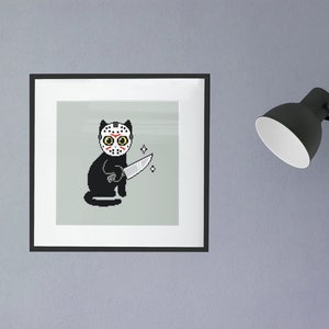 Cat Cross Stitch Pattern, Horror Cross Stitch Chart, Halloween Cross ...