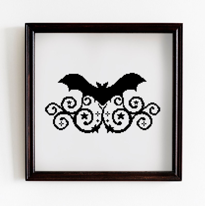 Gothic Bat Cross Stitch Pattern, Embroidery, Halloween Cross Stitch ...