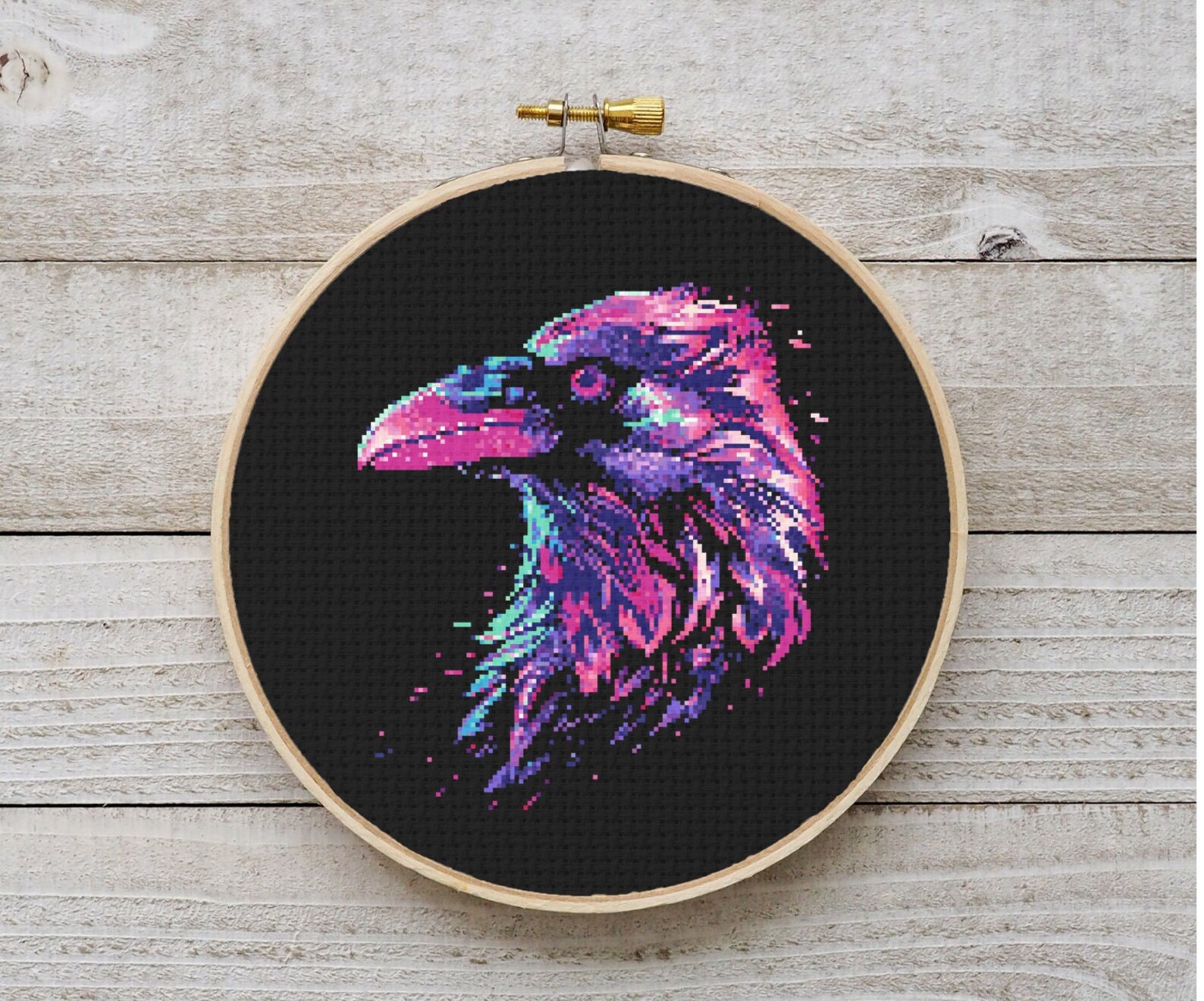 Enchanted Raven Cross Stitch Pattern: Wild Bird Embroidery DIY (digital ...