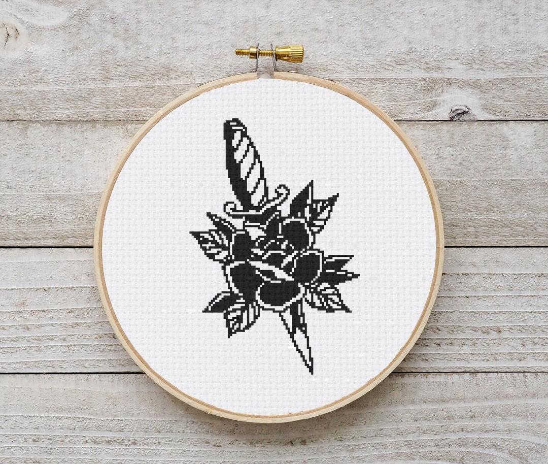 Dagger Rose Cross Stitch Pattern Tattoo Cross Stitch Chart - Etsy