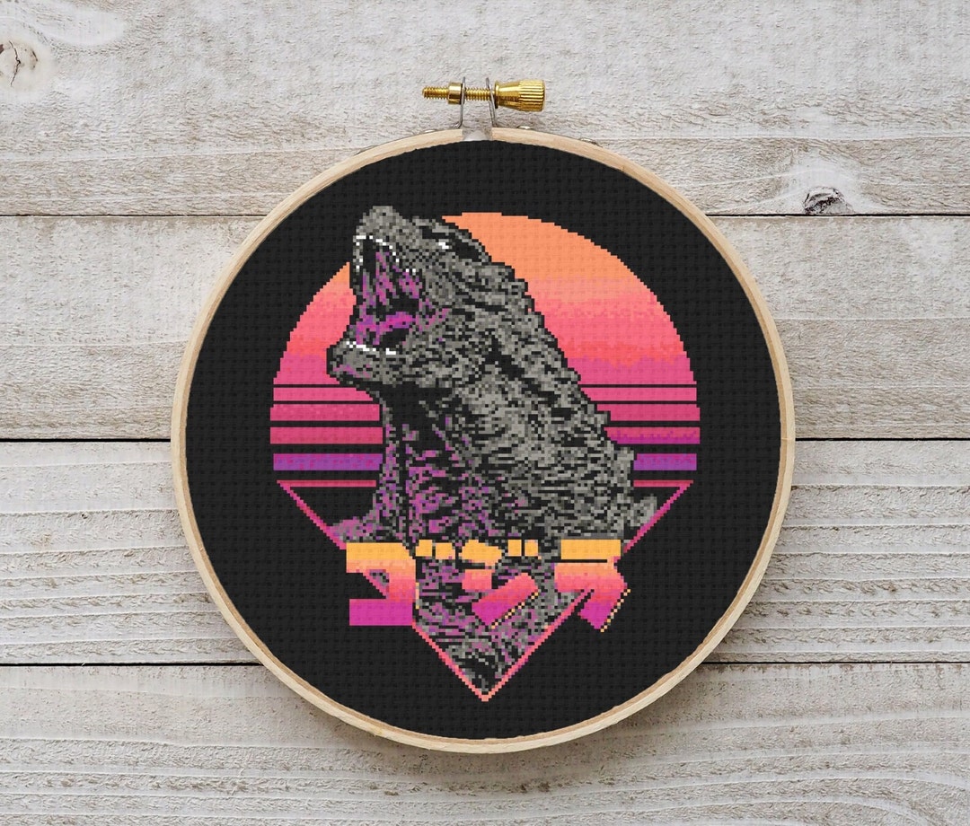 Retro Godzilla Cross Stitch Pattern Horror Cross Stitch - Etsy