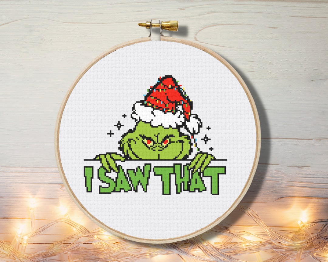 Sneaky Grinch Cross Stitch Pattern: Christmas Embroidery DIY (digital ...