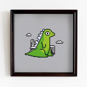 Cute Godzilla Cross Stitch Pattern, Embroidery, Kawaii Cross Stitch ...