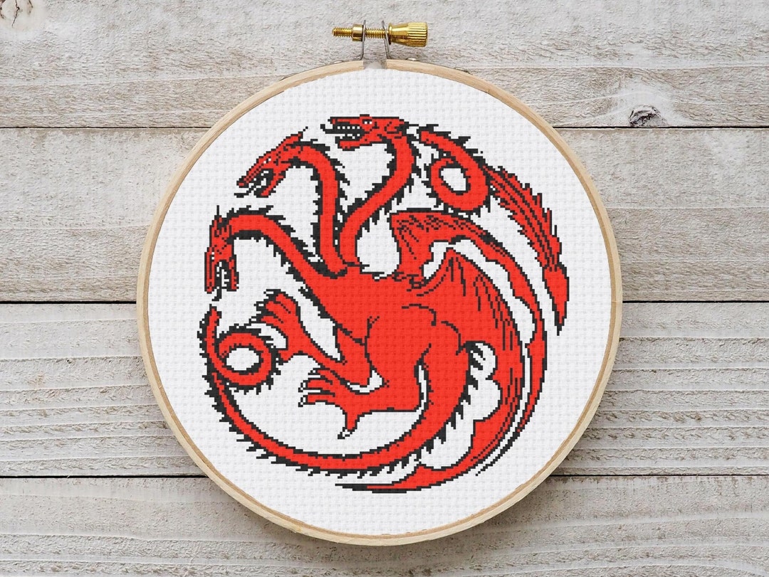 House Targaryen Cross Stitch Pattern, Game of Thrones Cross Stitch PDF, Dragon Cross Stitch ...