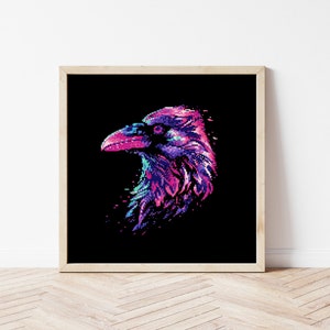 Enchanted Raven Cross Stitch Pattern: Wild Bird Embroidery DIY (digital ...
