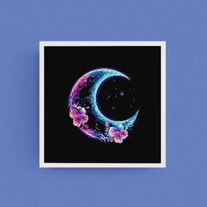 Enchanted Moon Cross Stitch Pattern, Sky Cross Stitch, Floral Cross ...