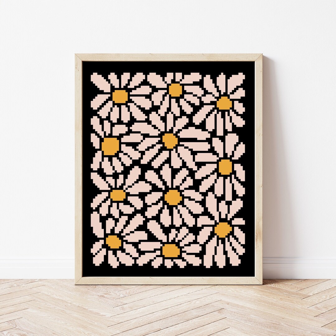 Groovy Daisies Cross Stitch Pattern, Flowers Cross Stitch, 70s Cross ...