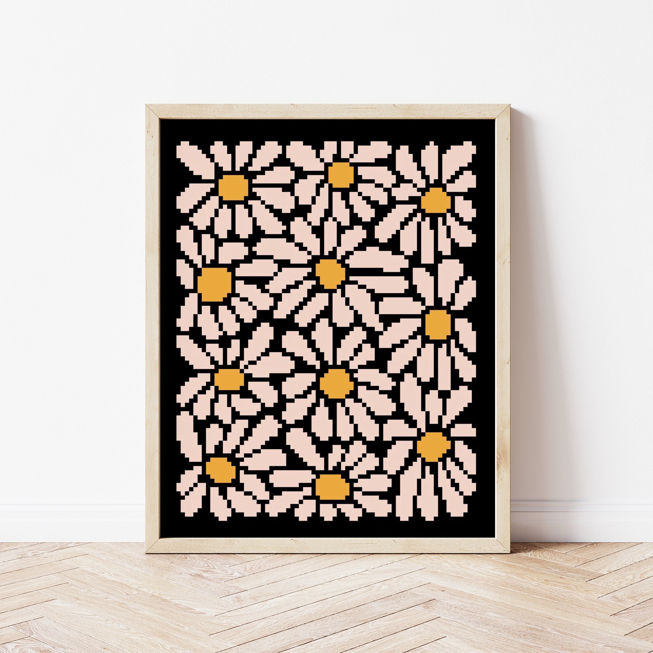 Groovy Daisies Cross Stitch Pattern, Floral 70s Modern Embroidery DIY ...