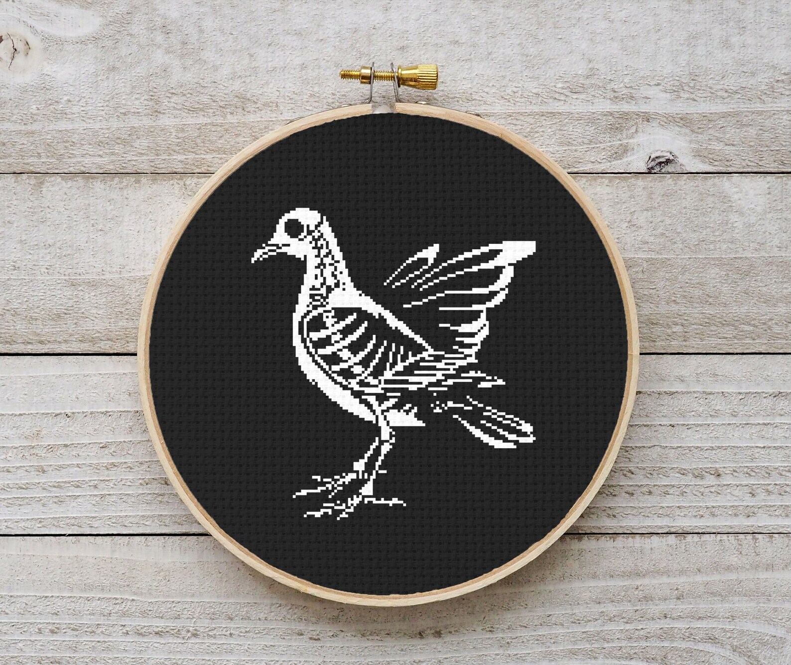 Pigeon Skeleton Cross Stitch Pattern: Gothic Embroidery DIY (digital ...
