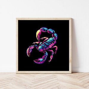 Enchanted Scorpion Cross Stitch Pattern, Zodiac Cross Stitch, Neon ...
