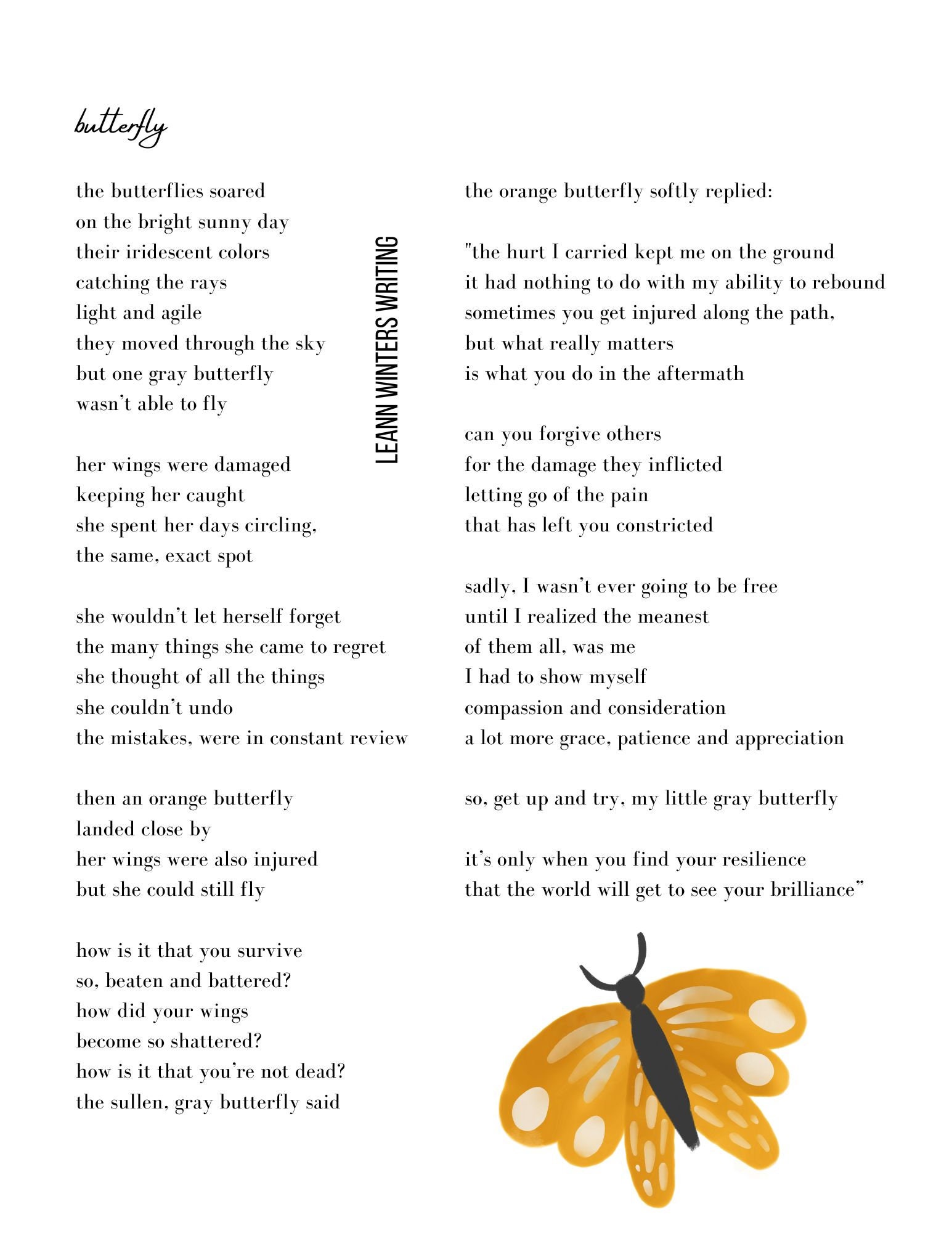 Butterfly - Nature Inspire Poetry Instant PDF Download - Letting Go ...