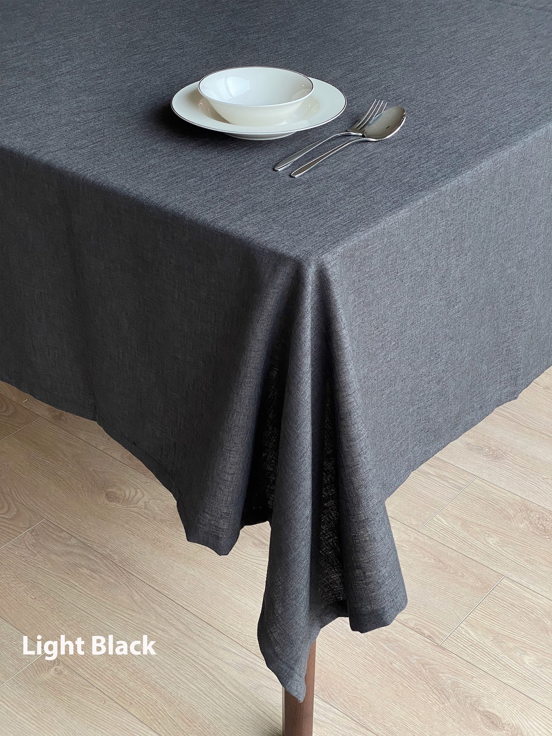 Black Linen Tablecloth: Custom Size, Round, Square, Oval or Rectangle ...