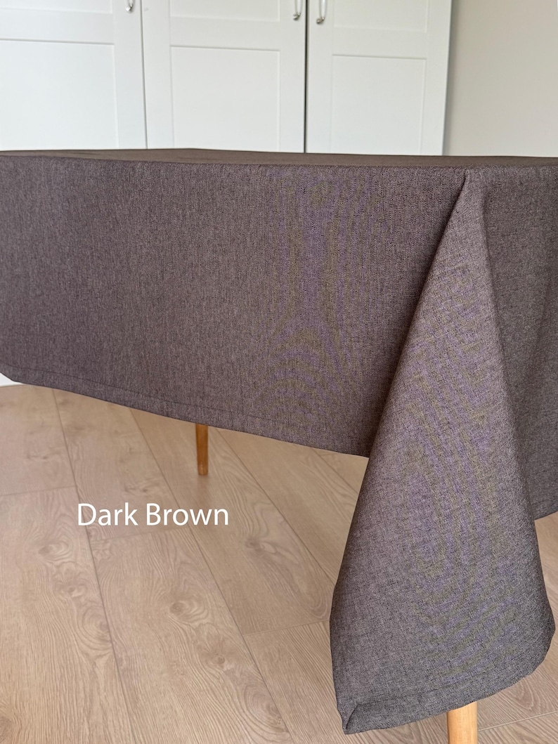 Linen Look Tablecloth: Wrinkle-free, Brown Tones Thick, Durable, Custom ...