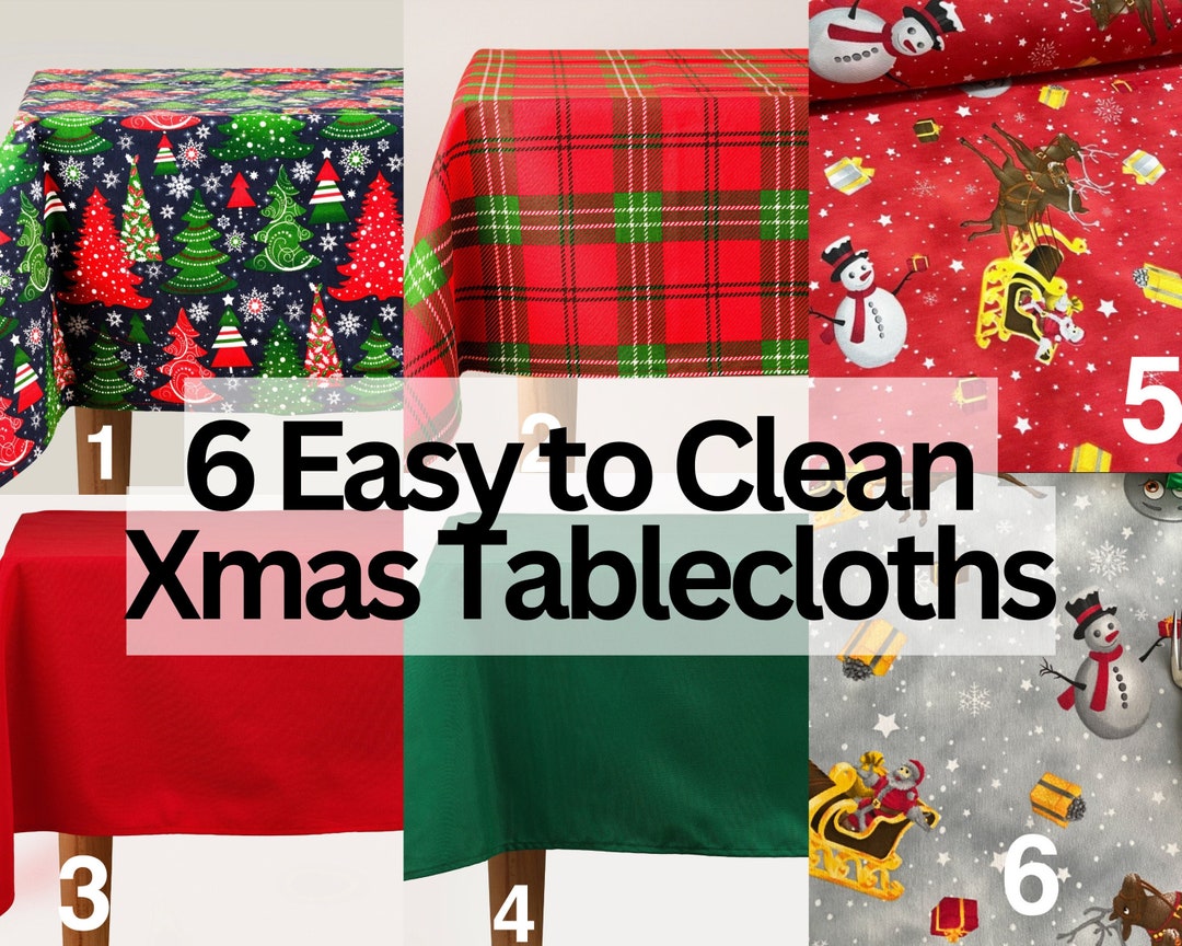 Christmas Holiday Linen Tablecloths With Different Patterns, Rectangle ...
