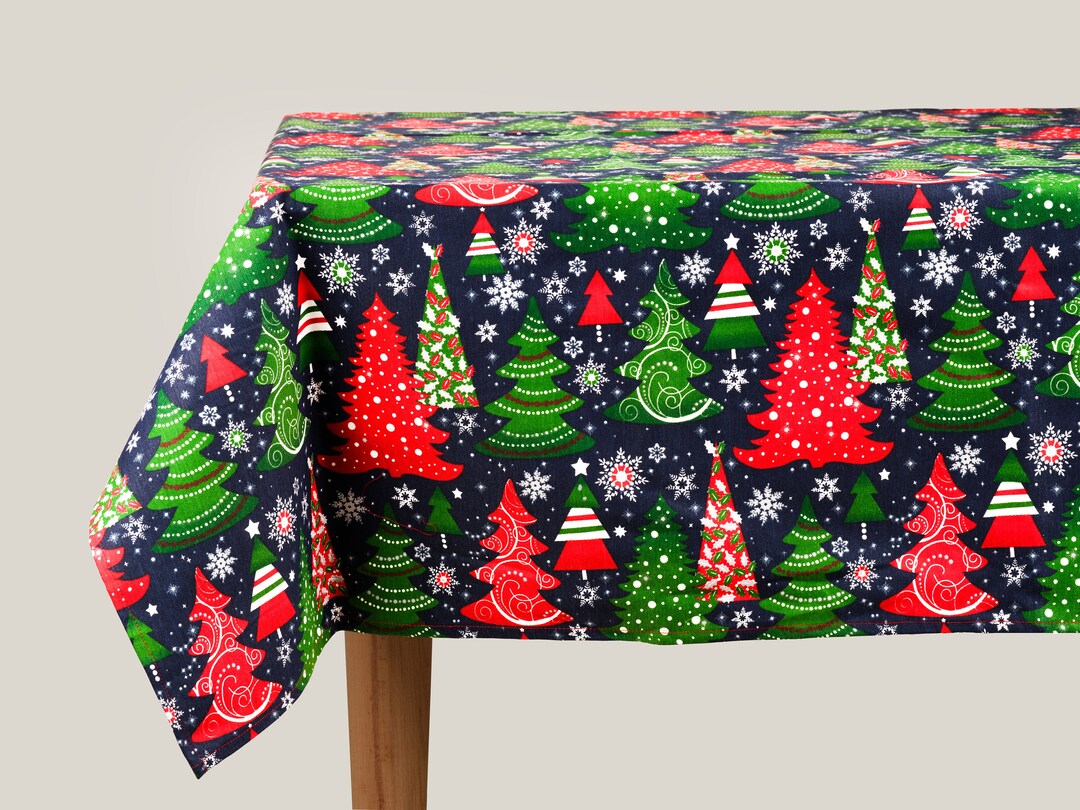 Christmas Linen Tablecloth, Xmas Gift, Christmas Decor, Runner, Pine ...