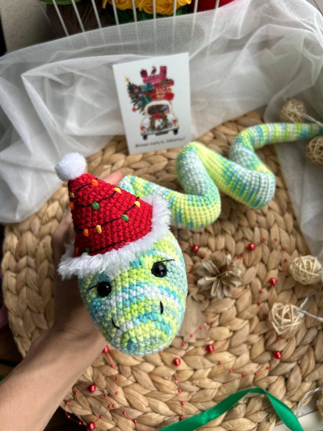 Crochet Snake Pattern PDF English, Crochet Boa in Hat, Viper Crochet ...