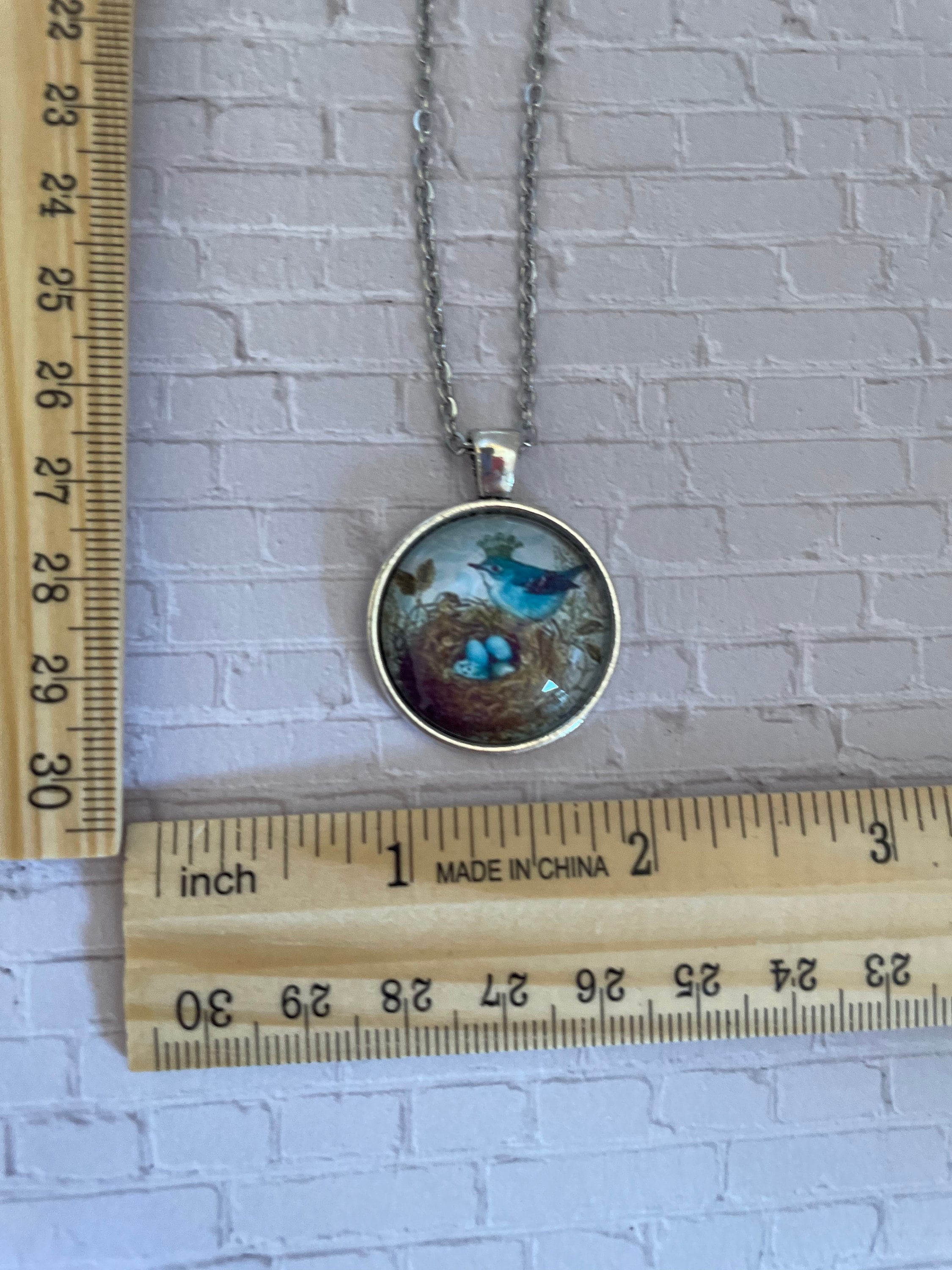 Bluebird in Nest Vintage Style Pendant, Bird Necklace, Vintage Necklace ...