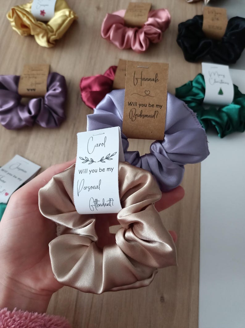 Personalized Satin Scrunchie– Bridesmaid & Bridal Shower Favors ...