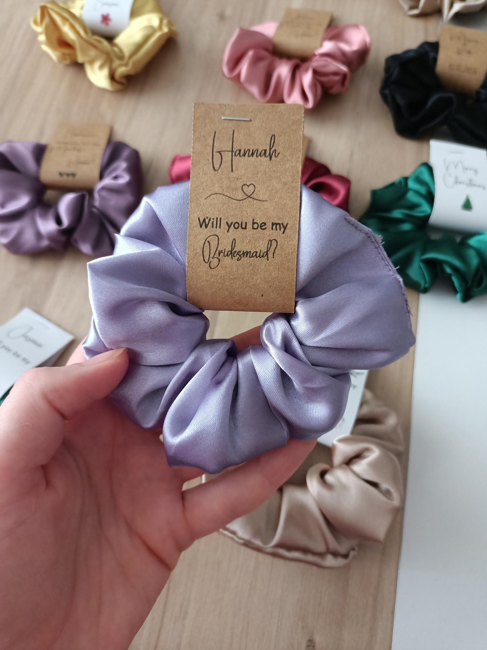 Personalized Satin Scrunchie– Bridesmaid & Bridal Shower Favors ...