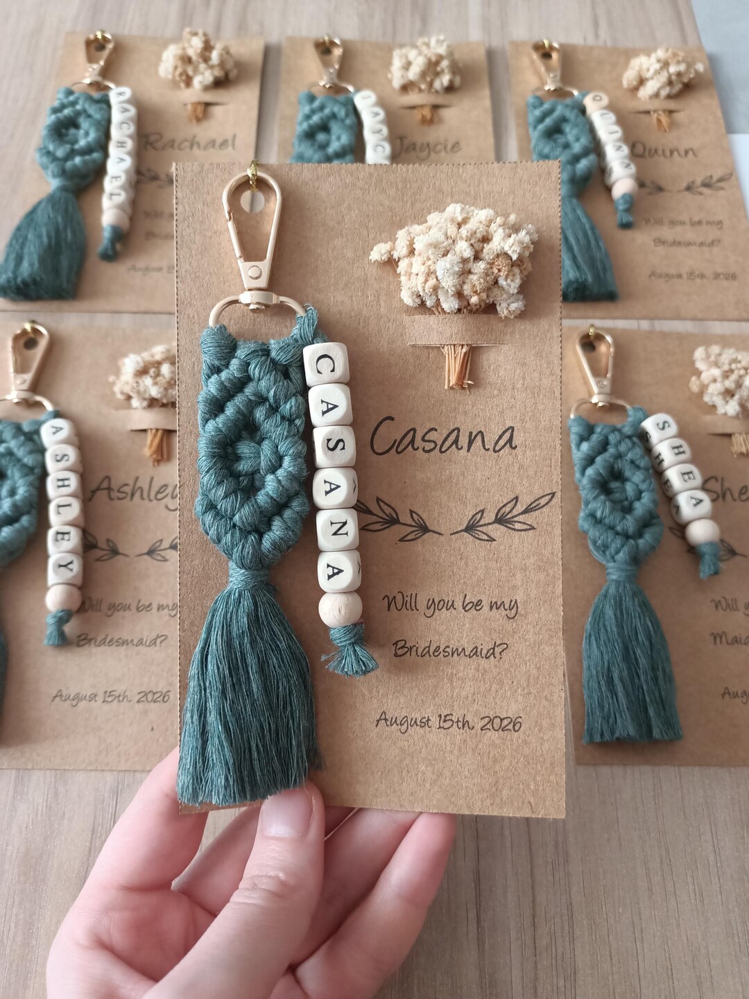 Macrame Name Keychain for Bridesmaids, Custom Keychain, Bridal Shower ...