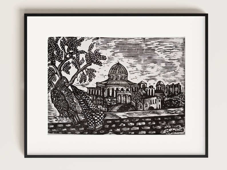 Palestine Art, Woodcut Wall Decor Original Handmade Wood Engraving ...