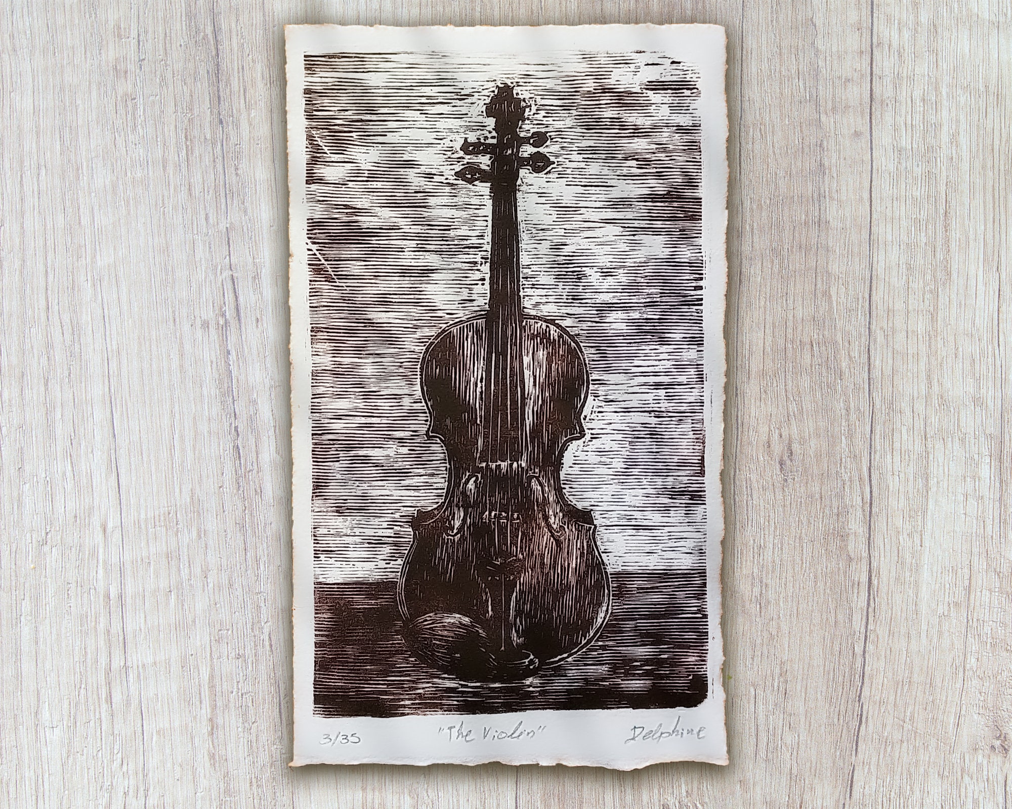 Original Engraving Wood Block Print violin - Etsy