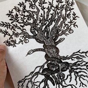 Tree of Life Woodcut Print | Magical Art With Snake | Alchemist ...