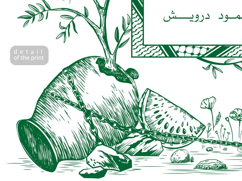 Mahmoud Darwish Poem Print: Palestine Olive Tree, Watermelon (digital ...