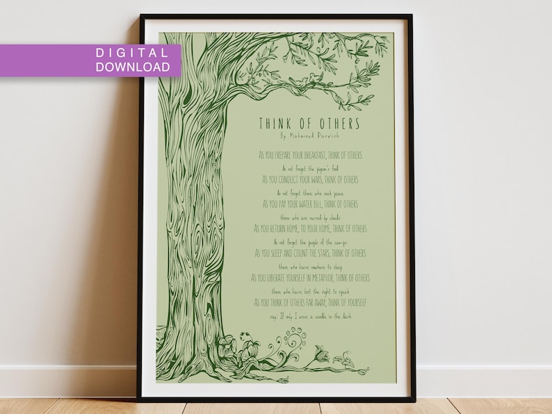 Mahmoud Darwish Poem, Digital Printable Art, Instant Download, Wall ...