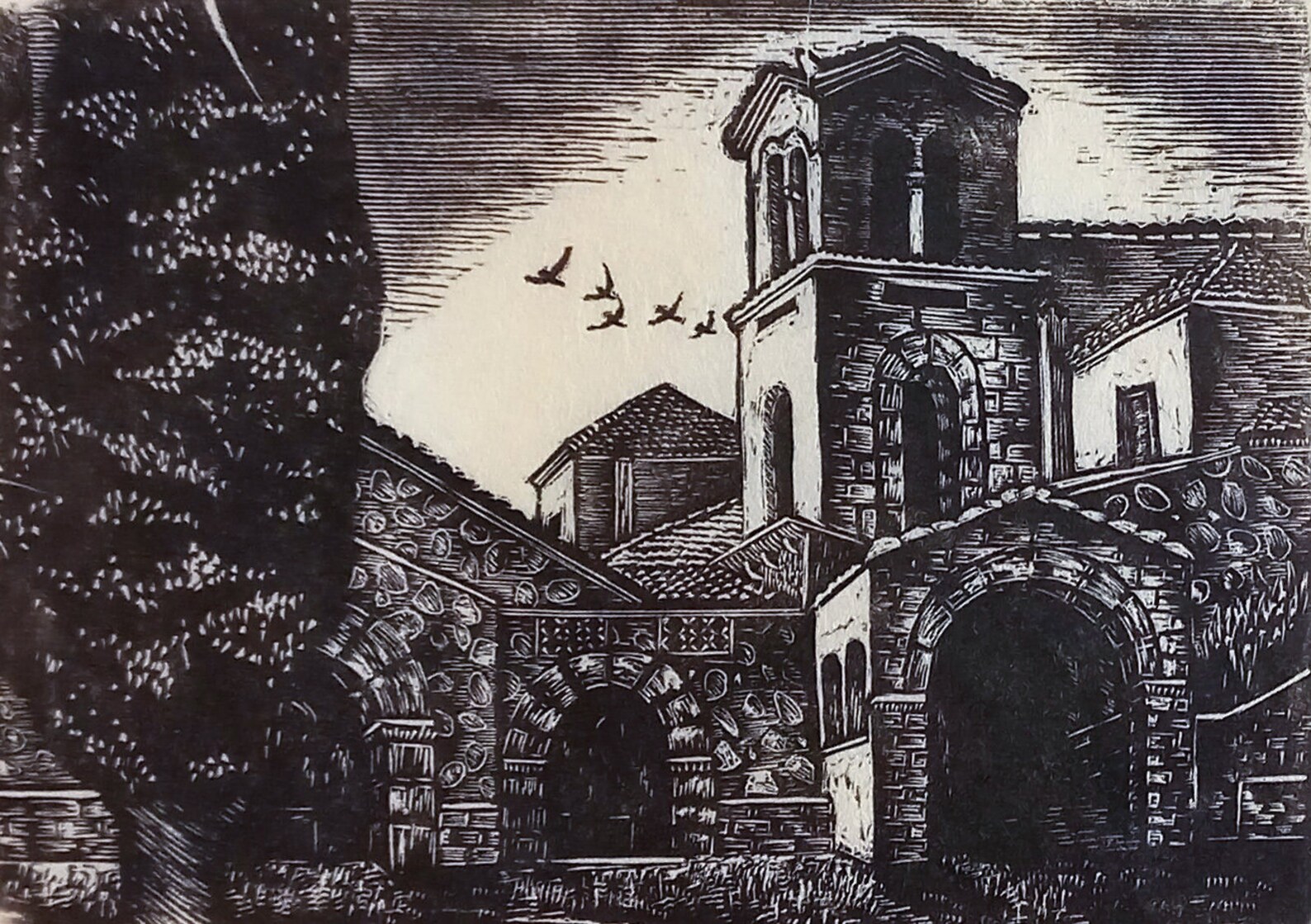 Original Wood Engraving Print the Village Church - Etsy