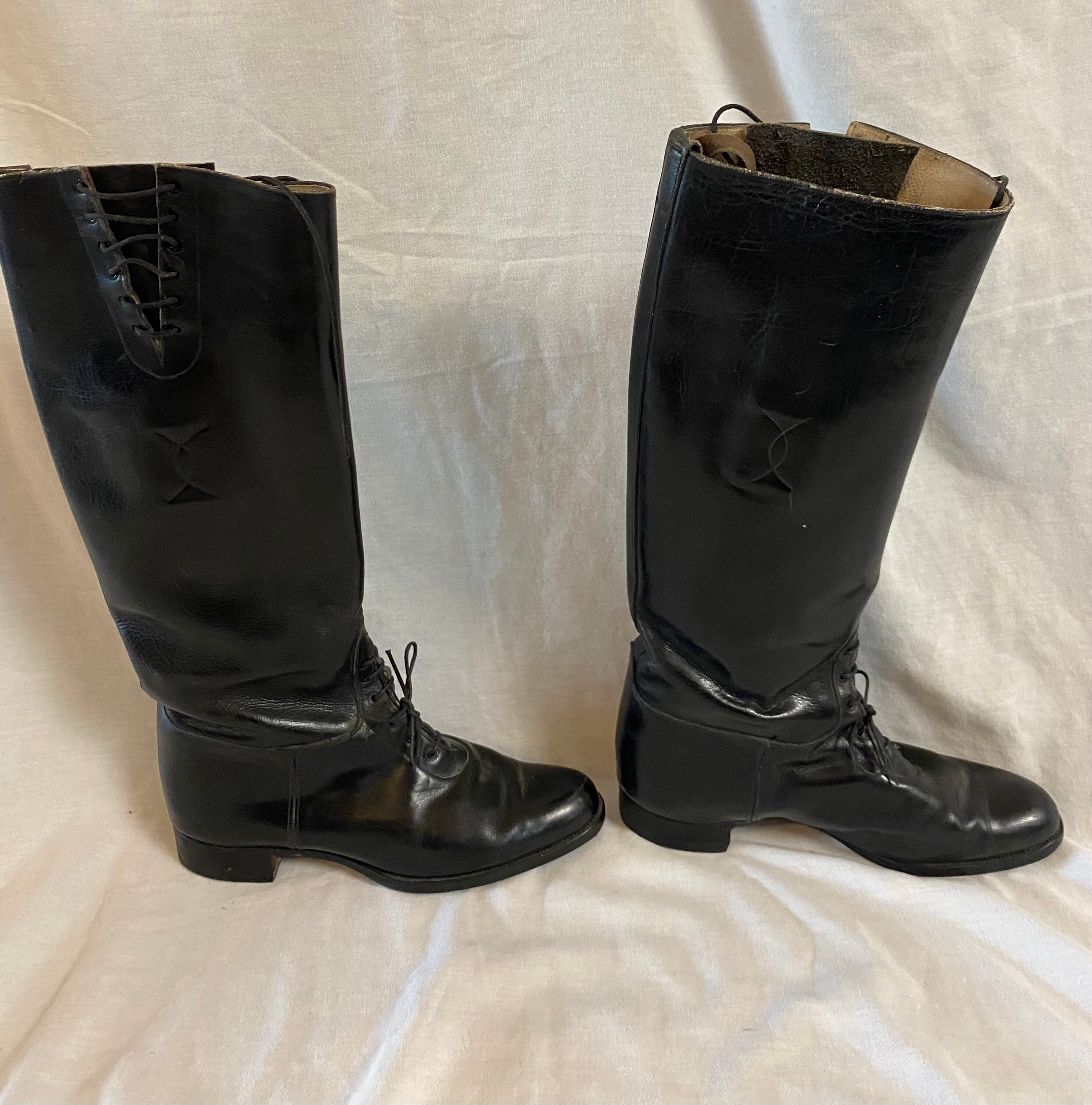 Vintage Black Leather Equestrian English Pull on Riding Boots. 7N - Etsy
