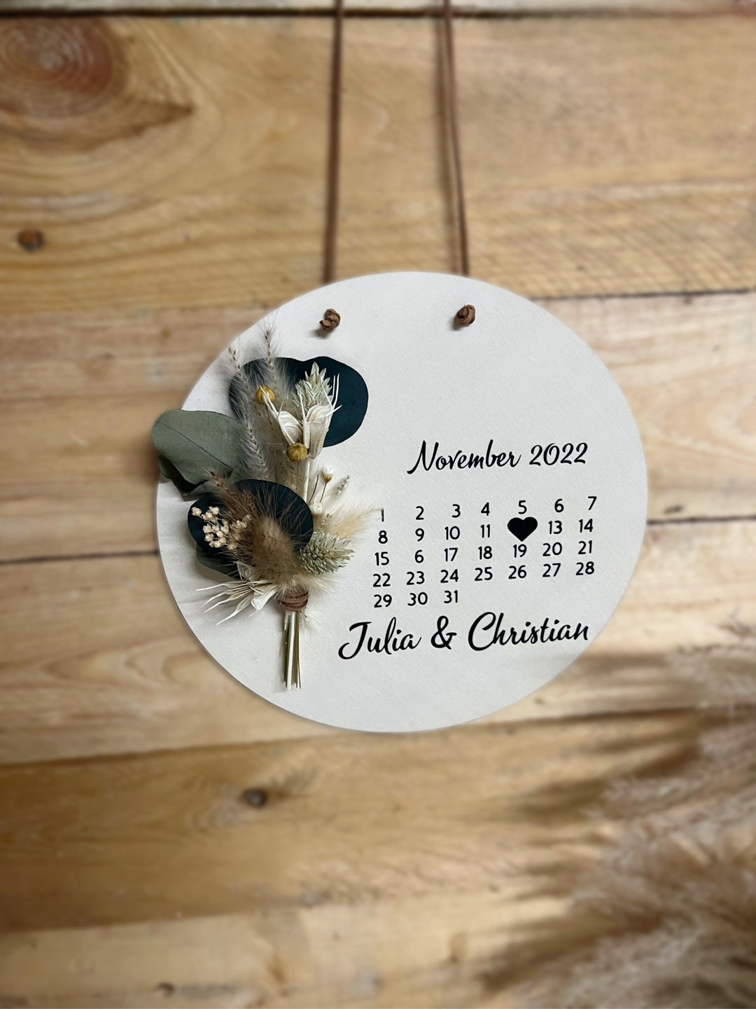 Calendar Disk Wedding Sign Wedding Date Memory Board Dried Flowers - Etsy