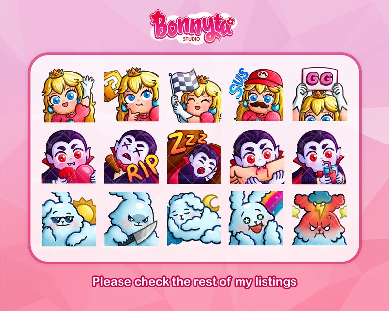 CUTE VAMPIRE Emote Pack Dracula Emotes Halloween Emote Pack Emote Set ...