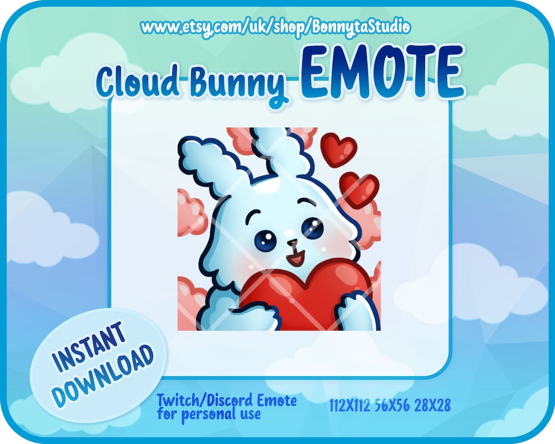 CLOUD BUNNY Emote Cute Bunny With Heart Love Emote Single Emote Discord ...