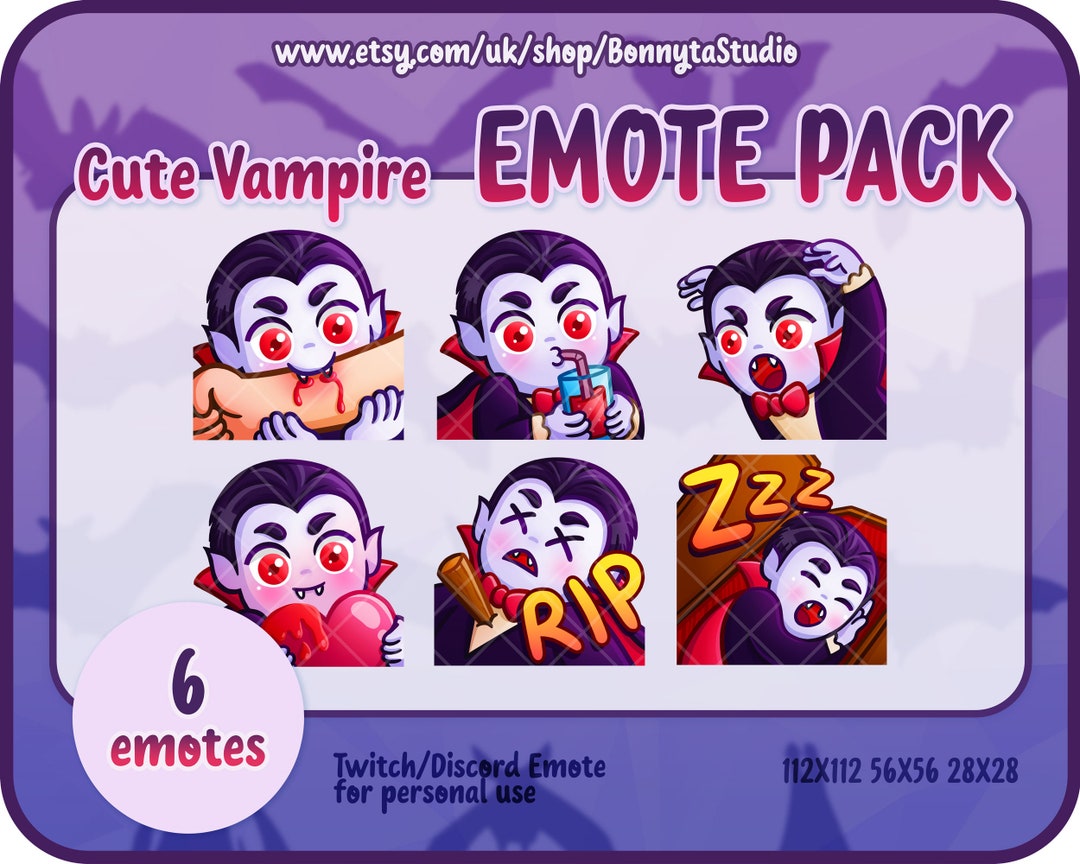 CUTE VAMPIRE Emote Pack Dracula Emotes Halloween Emote Pack Emote Set ...